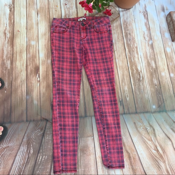 love, Fire | Pants & Jumpsuits | Love Fire Light Weight Red Plaid Denim ...